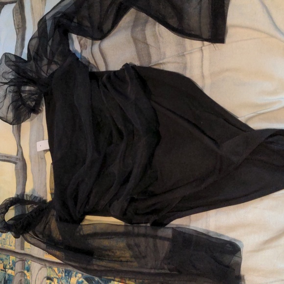 Amazon | Tops | Sheer Sleeve Mesh Overlay Front Body Suit | Poshmark